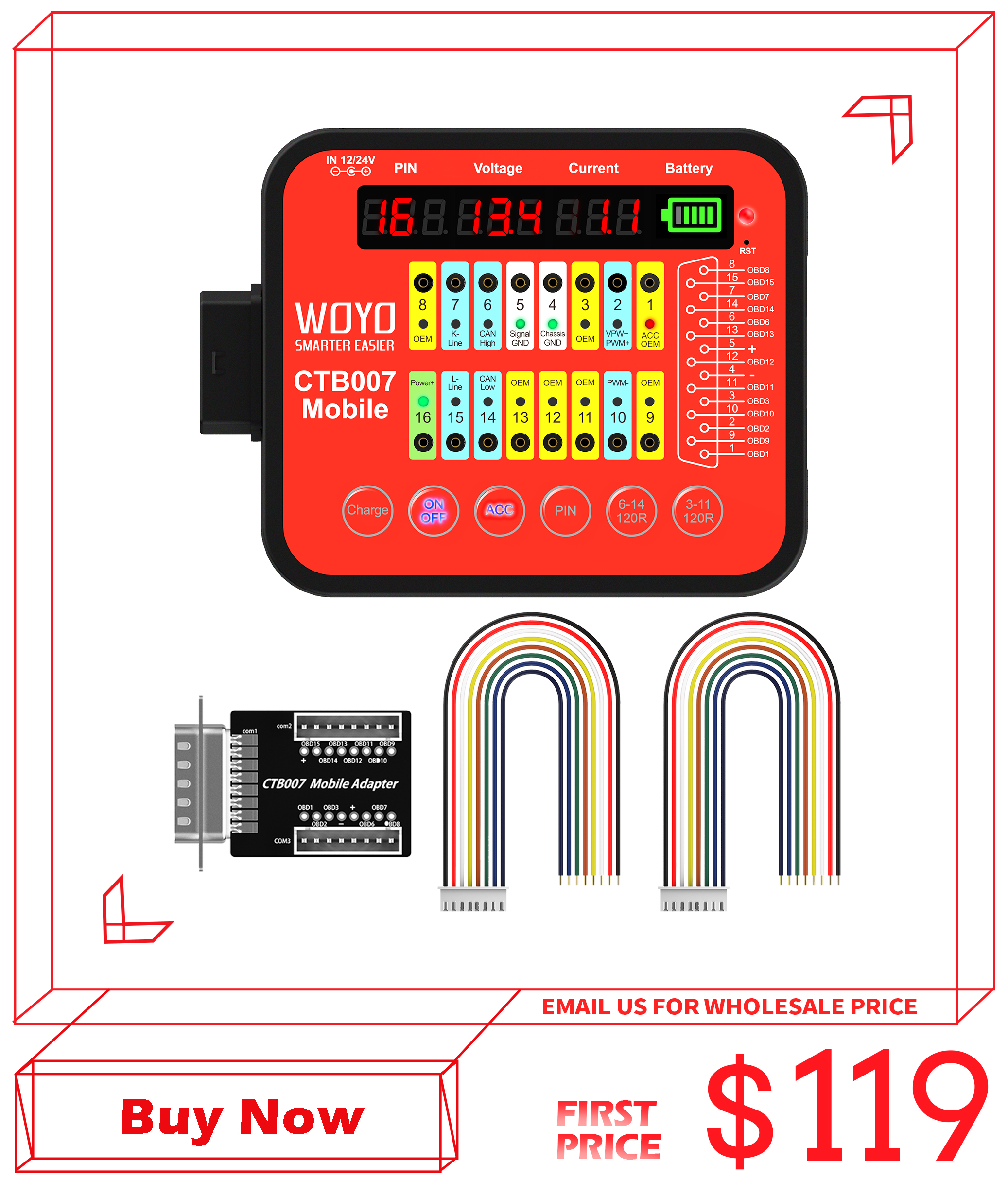 WOYO CTB007 MOBILE Portable mobile version of the battery Pins 6–14 ...