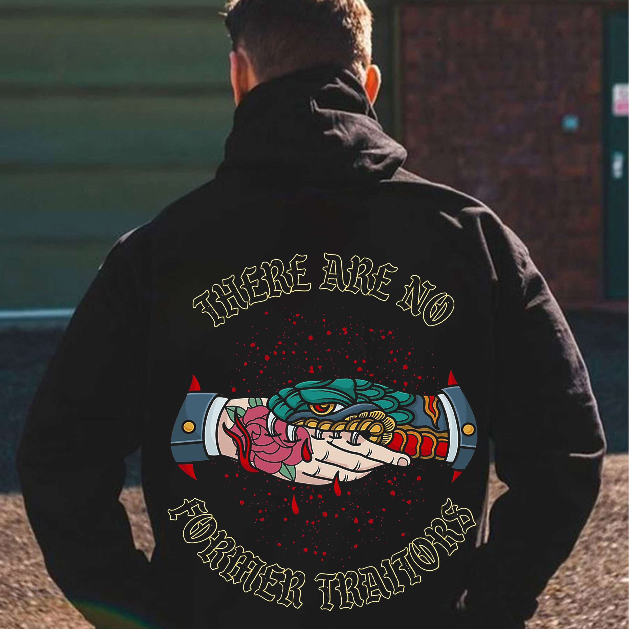 THERE ARE NO FORMER TRAITORS Black Print Hoodie