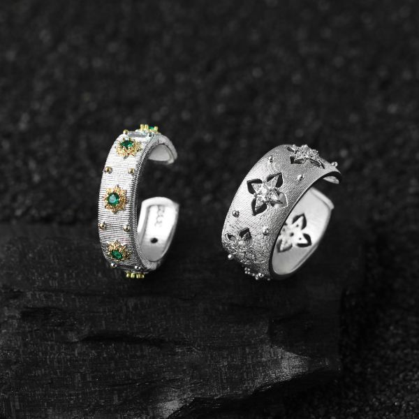 Sterling Silver Four Leaf Lucky Straw Ring