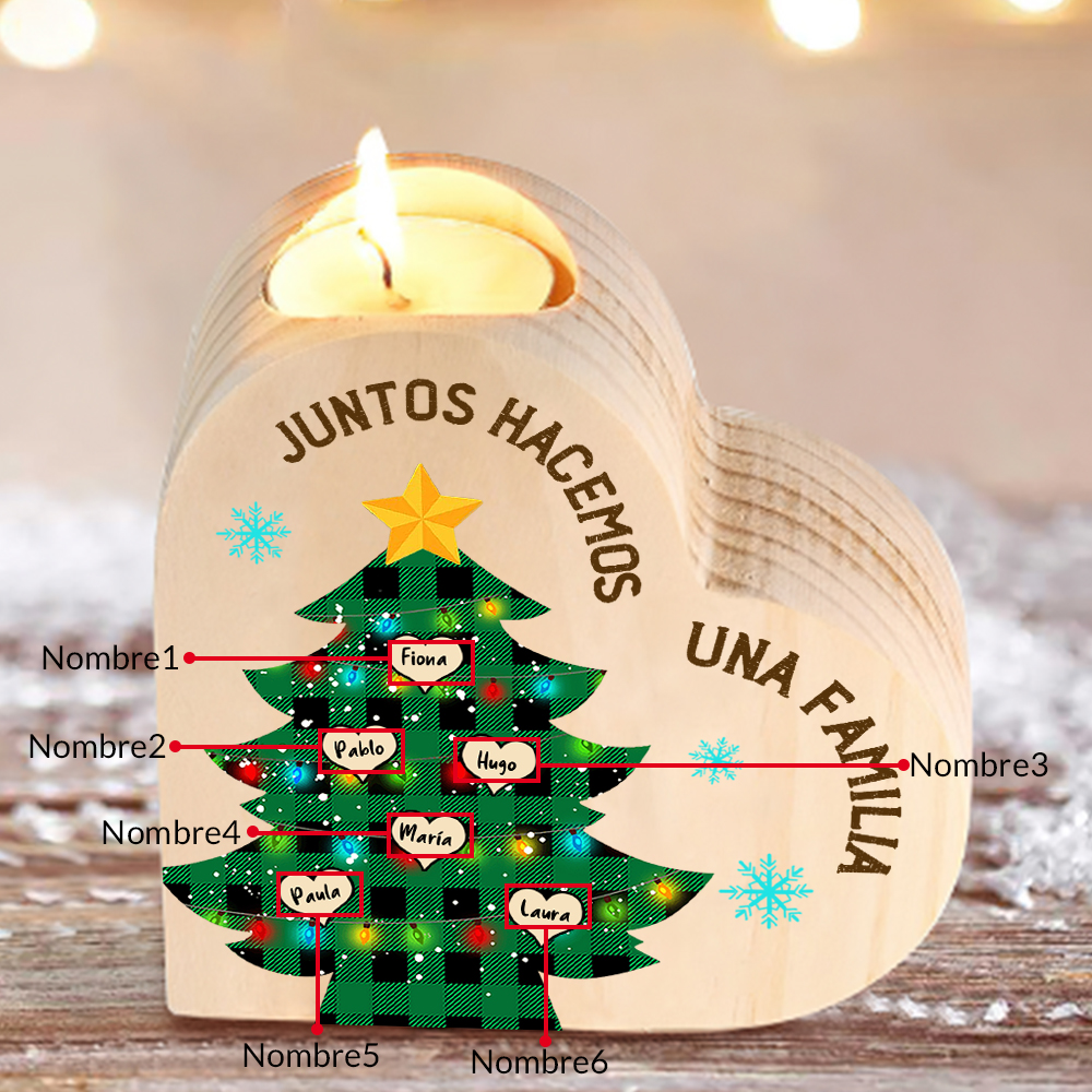 Navidad - Candelero de corazón árbol con luces de madera personalizado ...