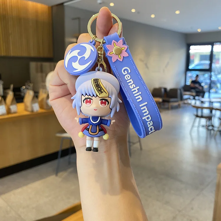 Genshin Impact Figure Model Keychain Animation Ganyu Hu Tao Keqing