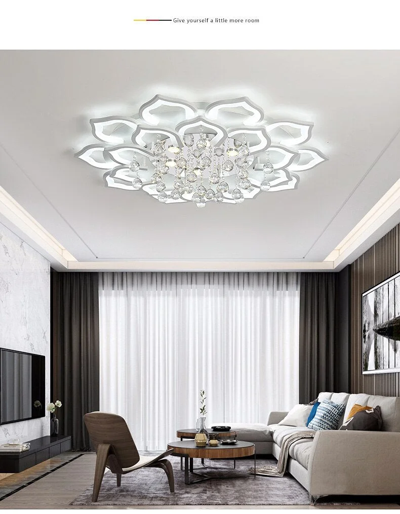 Crystal Led Acrylic Ceiling Light Dining/Living Room Bedroom Flower ...