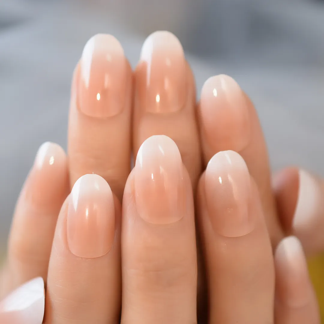 Churchf False Nails Oval Round Medum Fake Nail Art Tips With Design ...