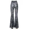 RIPPLE PRINT MESH FLARED PANTS
