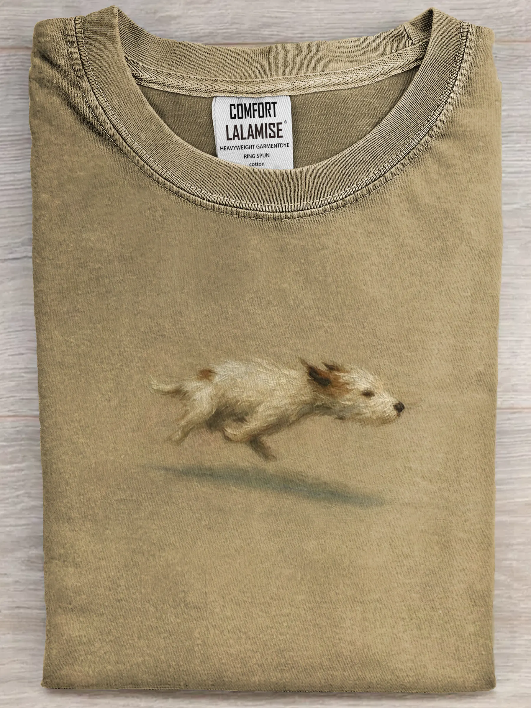 Funny Cute Running Dog Art Print Casual Cotton Short Sleeve T-shirt