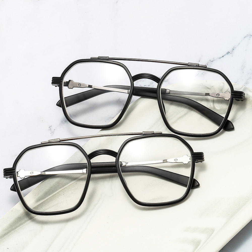 New unisex square polygon glasses for men women pc frame glasses plain ...