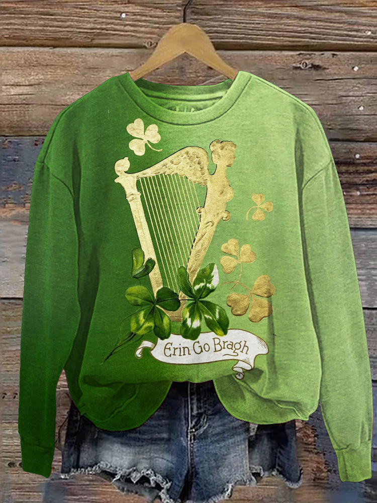 Comstylish Irish Gold Harp Gradient Print Women's Sweatshirt