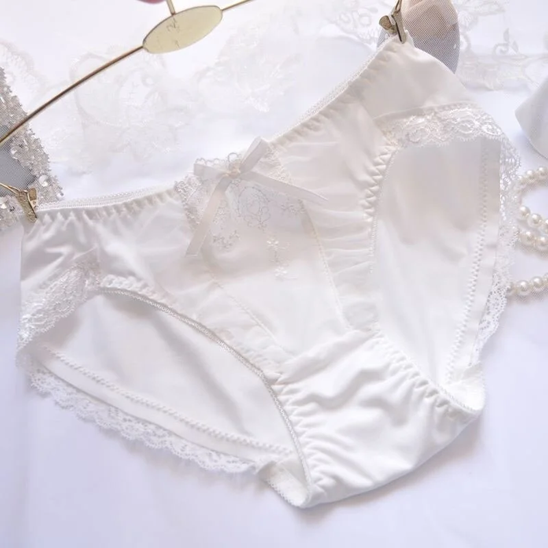 Uaang Silk Satin Silky Cute Princess Panties Lace Embroidery Lovely ...