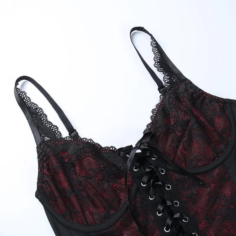 LACE TRIM LACE-UP SLING VEST