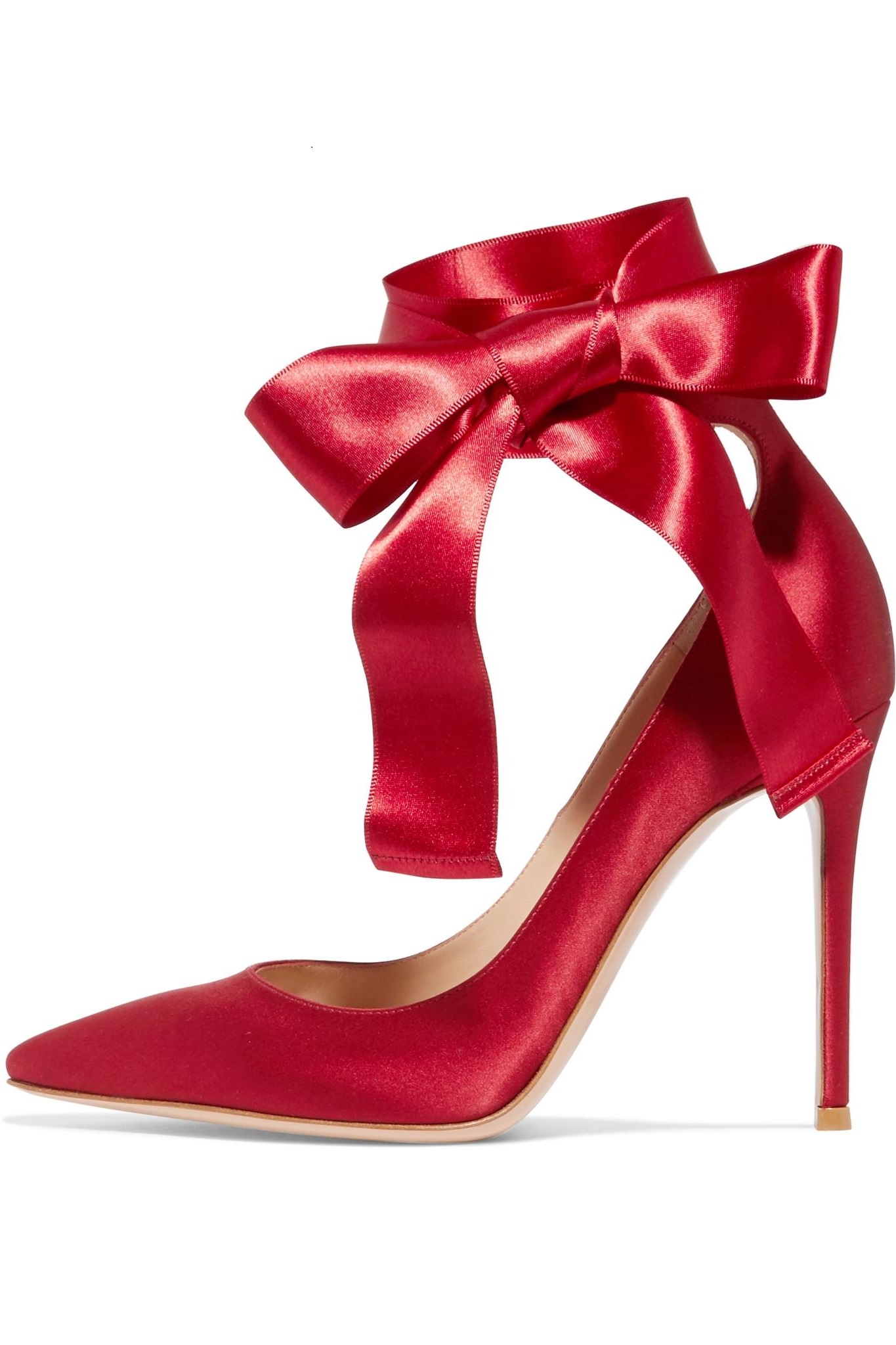 Red Satin Strappy Stiletto Prom Pumps Vdcoo