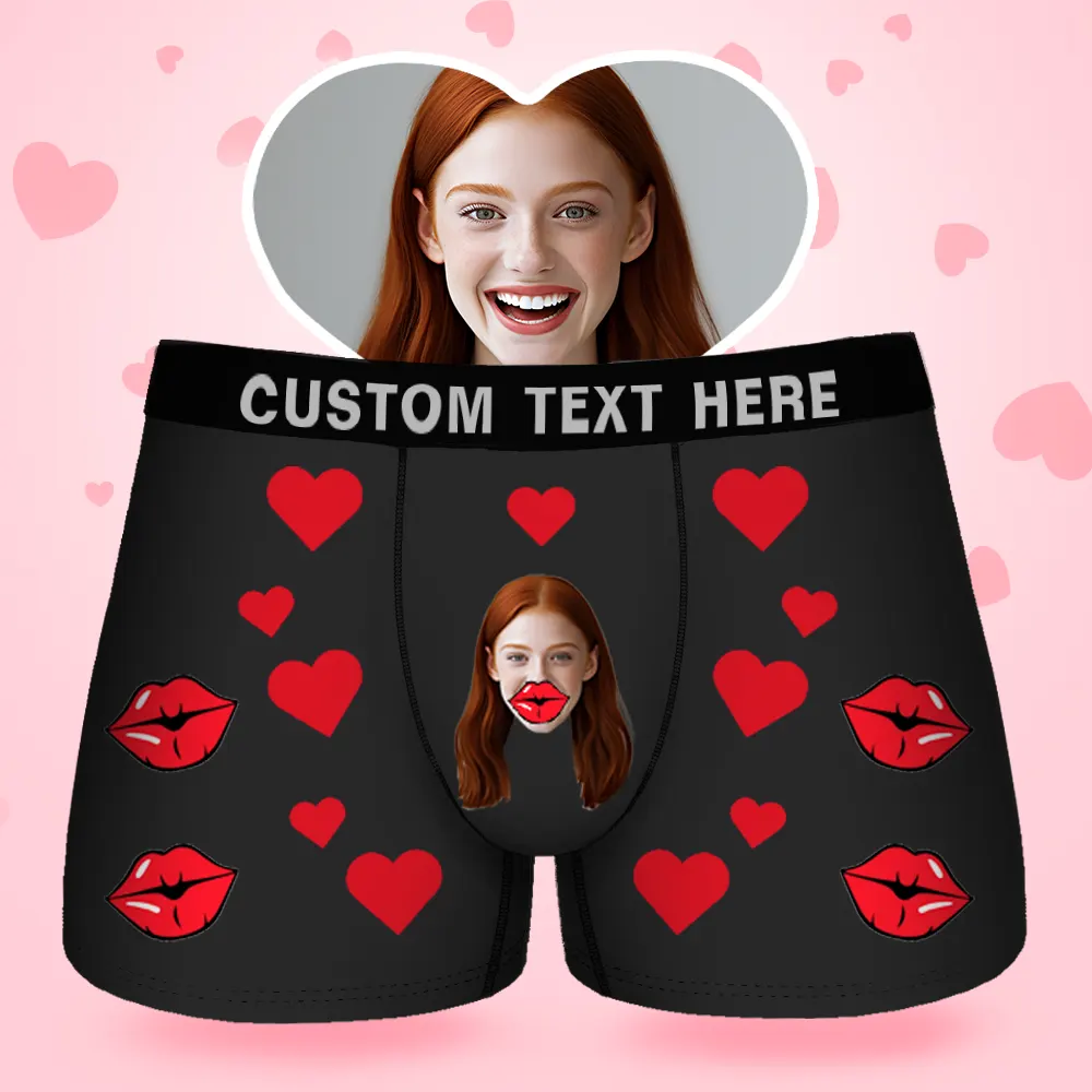 Valentine's Day Giftss Custom Face Men's Boxer Red Lips Style Underwear ...