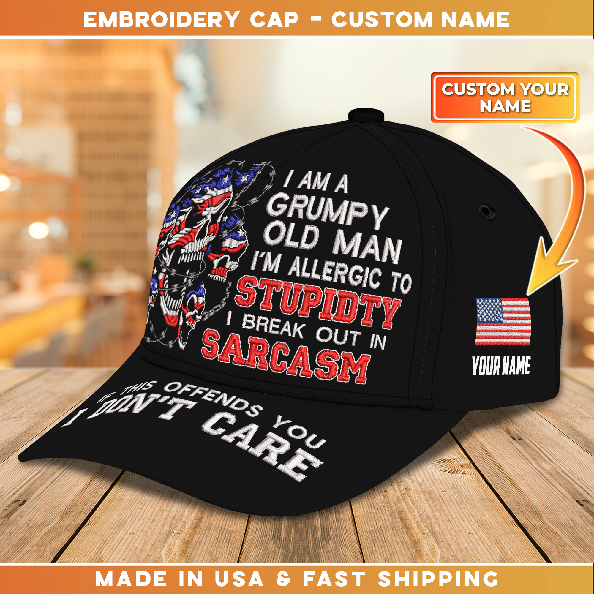 Embroidery Cap - I'm A Grumpy Old Man Cap Custom Classic Embroidery