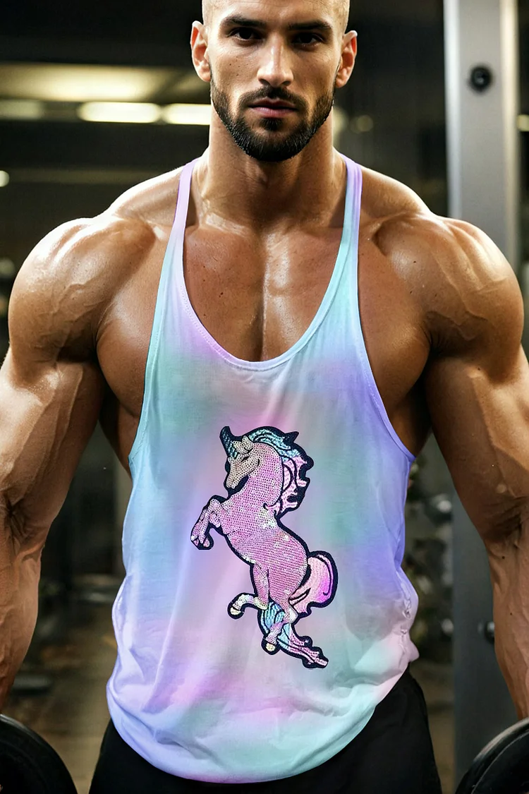 Men's Pastel Graphic Print Workout Tank Top [Pre-Order]