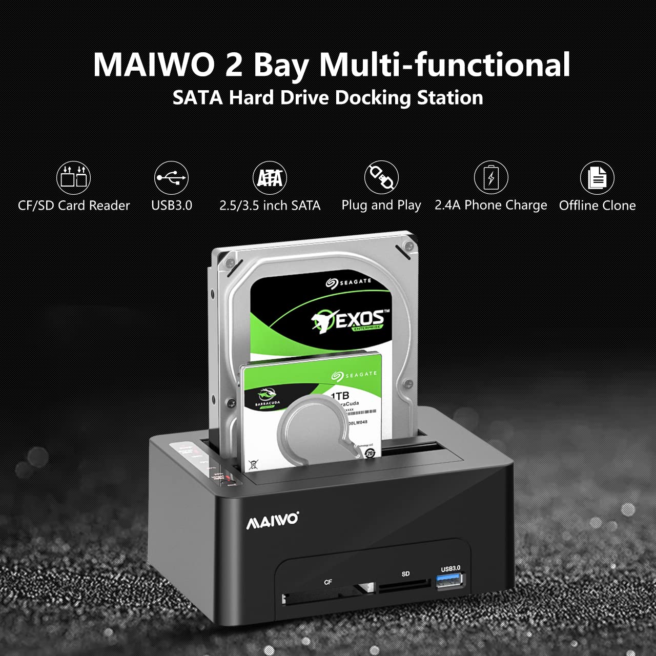 Dual Bay Hard Drive Docking Station with Offline Clone for 2.5 3.5 inch ...