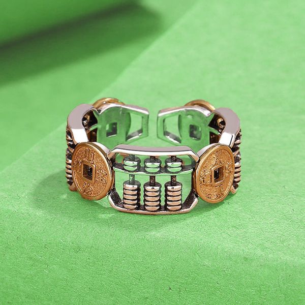 Sterling Silver Copper Money Abacus Fortune Personalized Ring