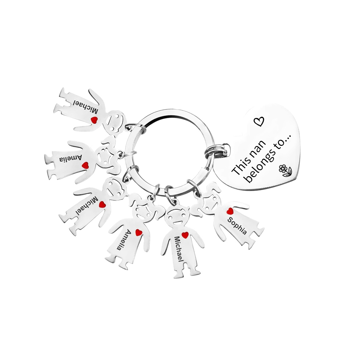 6 Names Personalized Kid Charm Keychain This Nan Belongs to Engrave ...