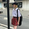 RED CHECK SHORTS WITH BELT