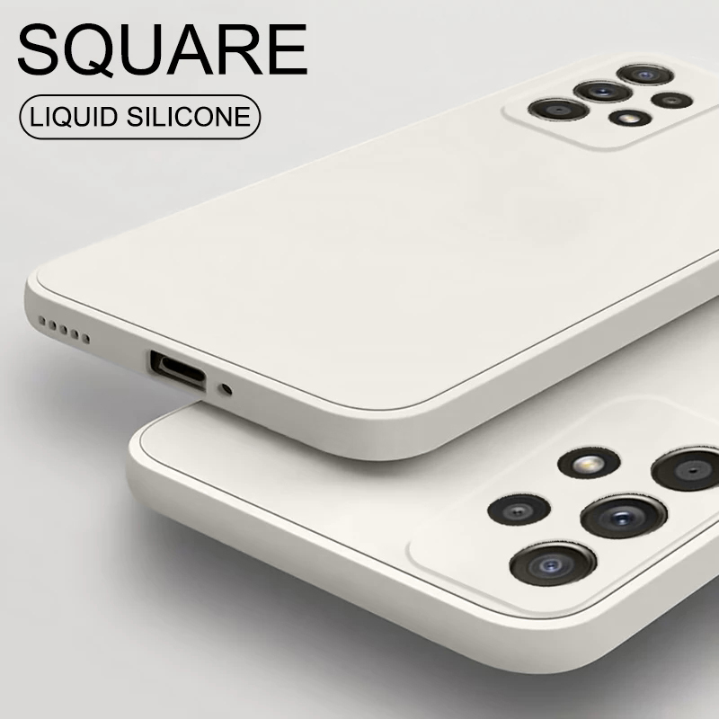 Luxury Original Square Liquid Silicone Phone Case For Samsung