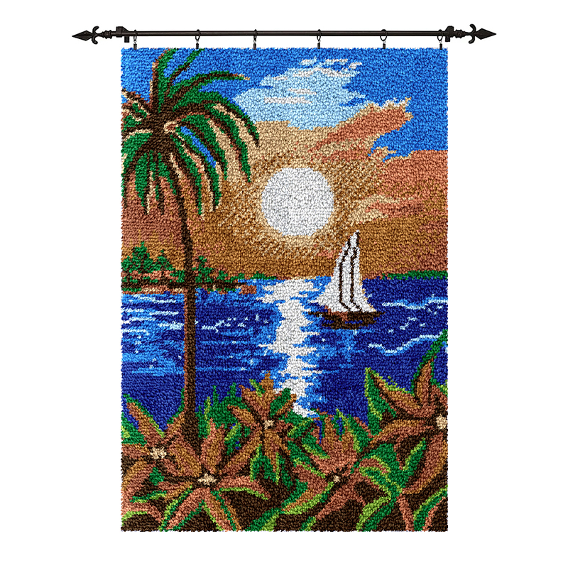 Sunset Landscape Large Latch Hook Rug Kit Wall Hanging Carpets Set for ...