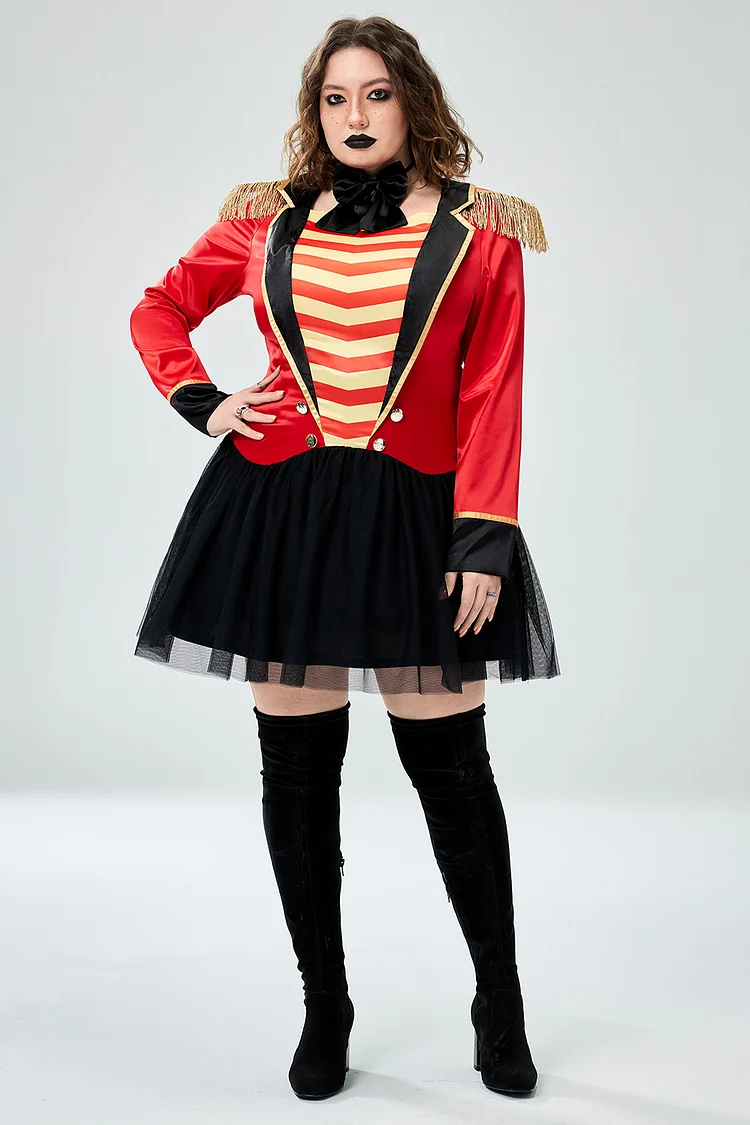 Xpluswear Design Plus Size Halloween Costume Red Mesh Tulle Satin Mini ...