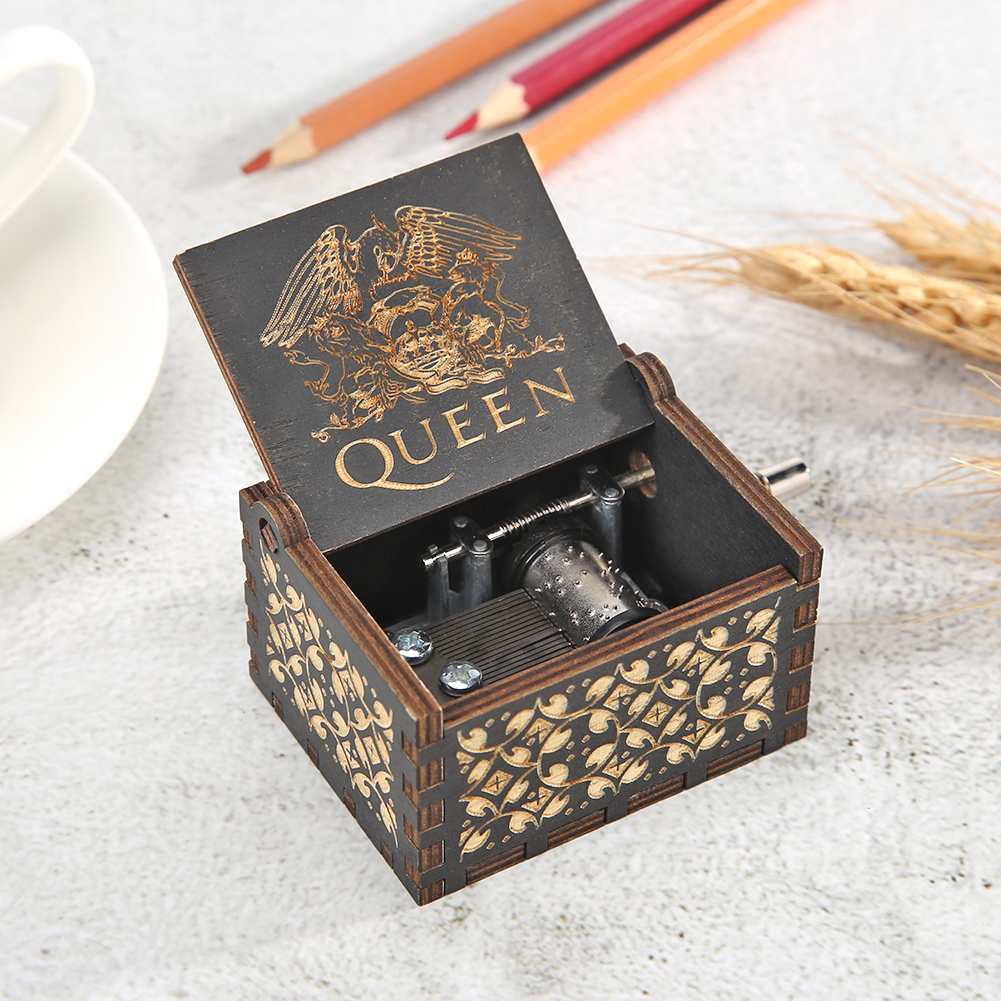 Queen Wooden Hand Cranked Music Box
