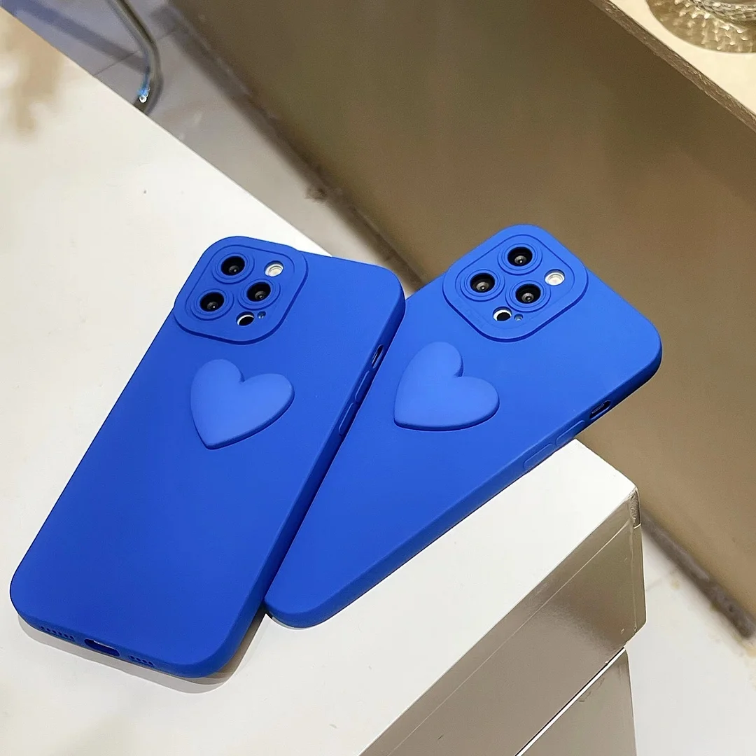 3D Klein Blue Heart Shape Phone Case