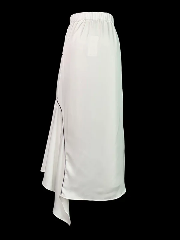 High-Low Asymmetric Printed Split-Joint Skirt