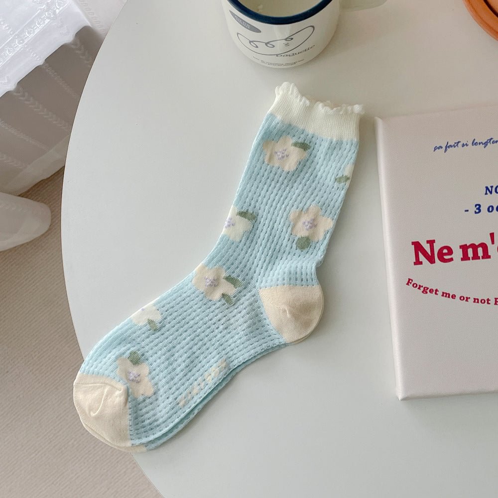 Floral Mesh Cutout Socks