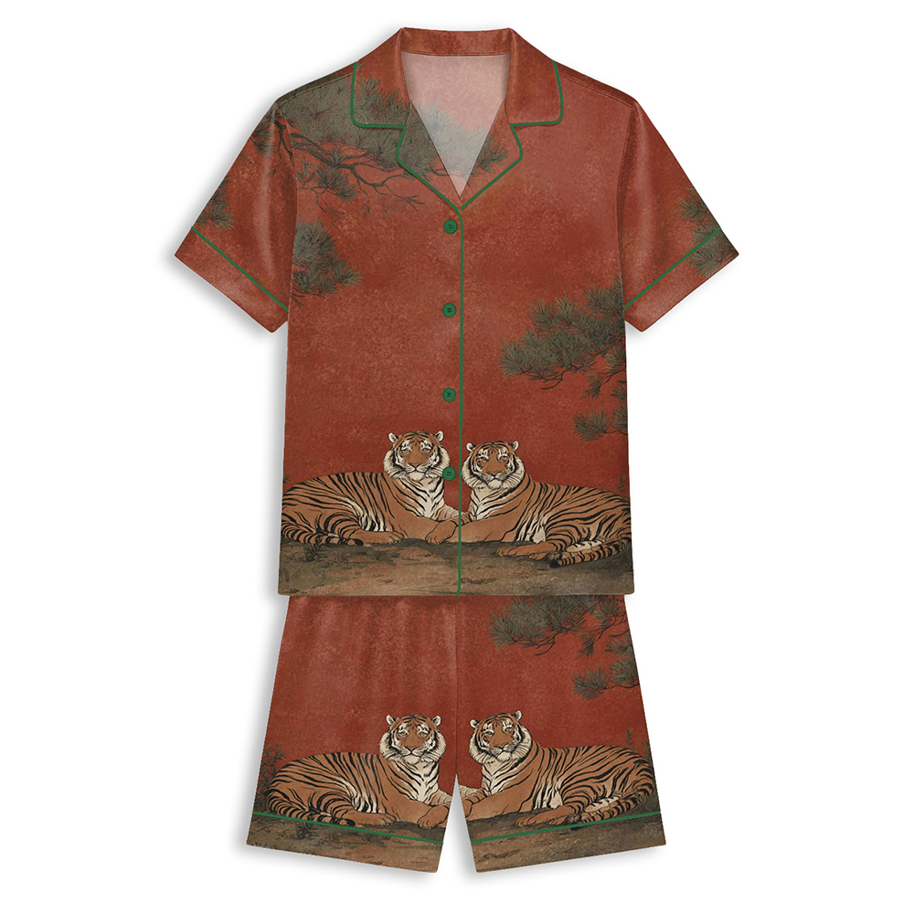 Tokyover Japanese Tiger Vintage Wildlife Unisex Short Sleeve Satin ...