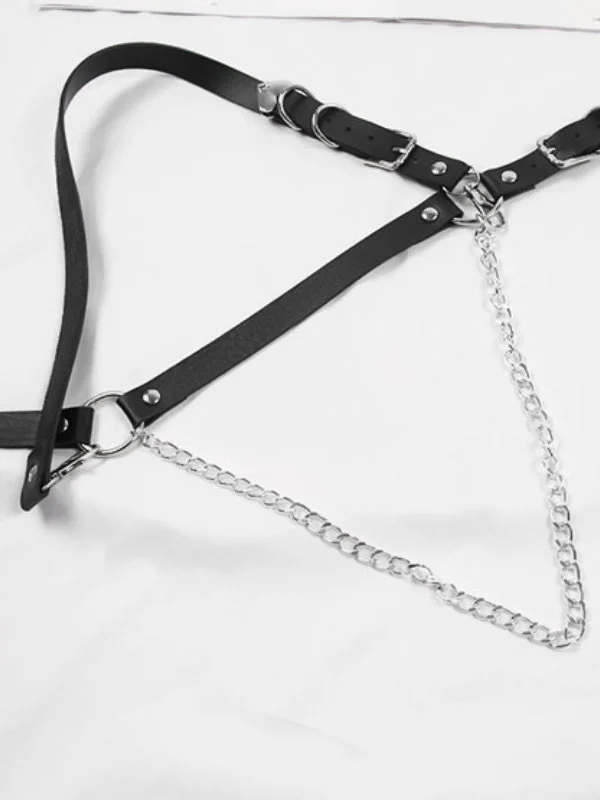 Goth Style Buckles PU Waist Chain Punk Belt
