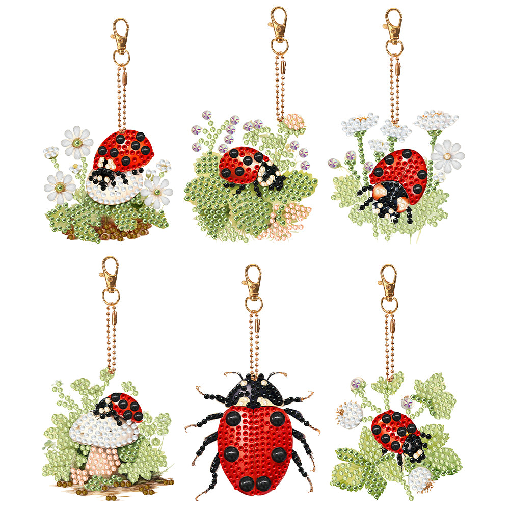 6pcs DIY Diamond Painting Keychain | Ladybug（Single Side）