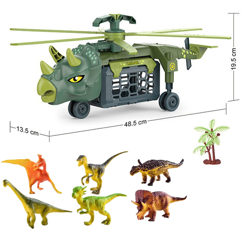 Dinosaur helicopter transport set