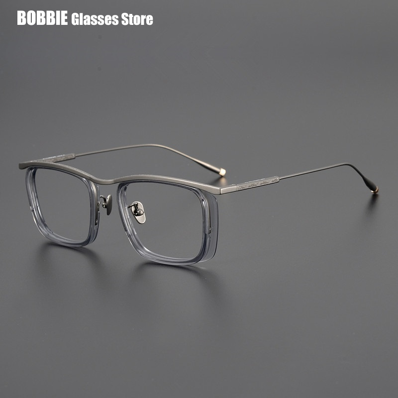 Japanese Handmade Big Square Pure Titanium Ultra-light Glasses Frame ...