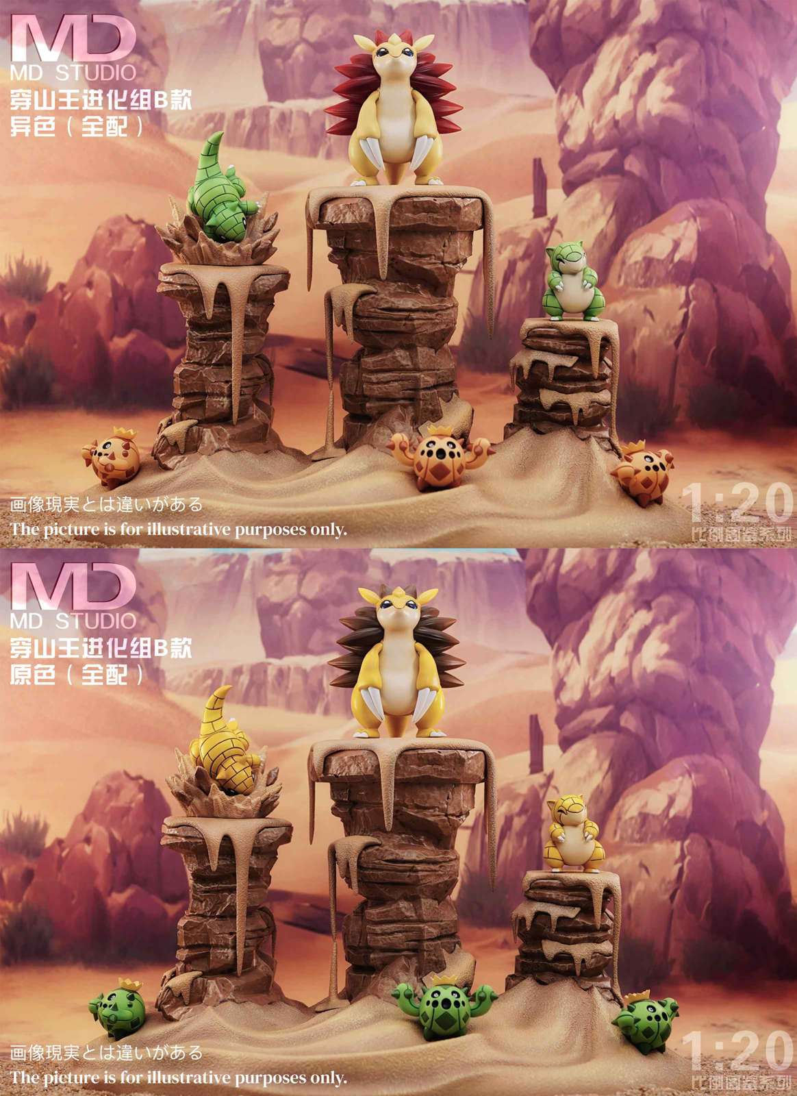 1/20 Scale World Zukan B Version Evolution of Sandslash Set - Pokemon ...