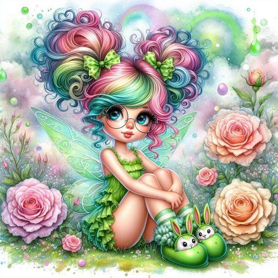 Flower Elf Girl (velvet cloth) AB drill full round/square diamond painting