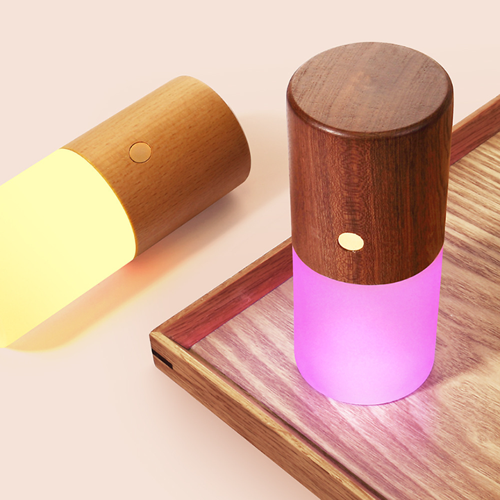 Wood RGB Night Light - Flip Color Changing Table Lamp With 3 Level ...