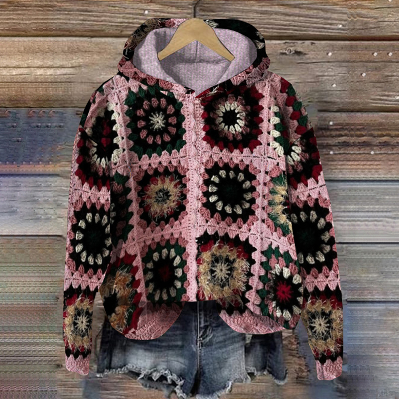 Vintage Tapestry Floral Jacquard Hooded Sweater