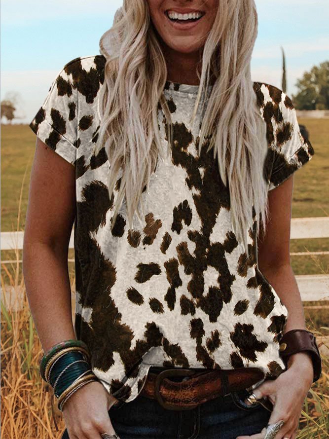Women's Western Cow Print T-Shirt