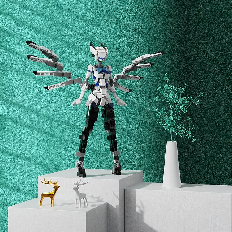 Wing Bunny Girl Mecha Figures BuildMoc Angel Rabbit Female Birdy Robot