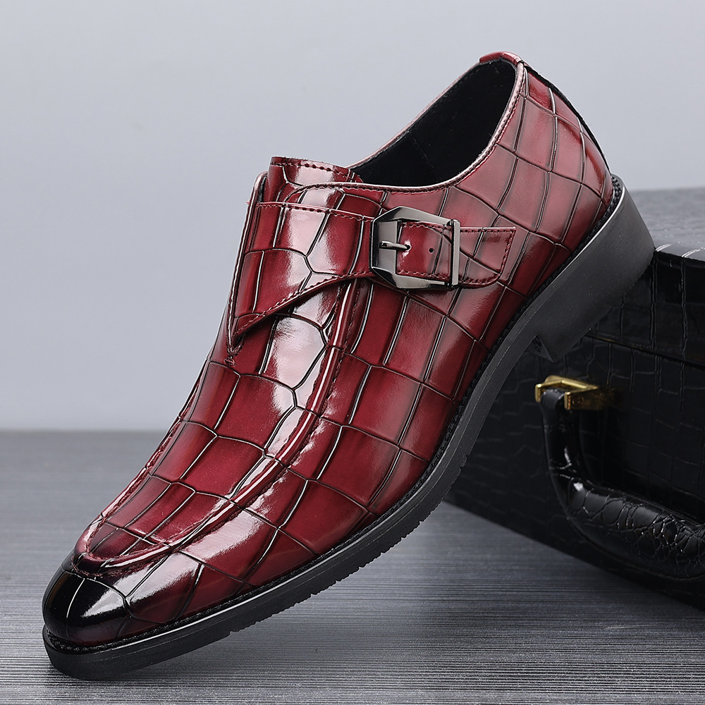 Arkget Shoes | Elegant Men's Leather Monk Strap Crocodile-Embossed ...