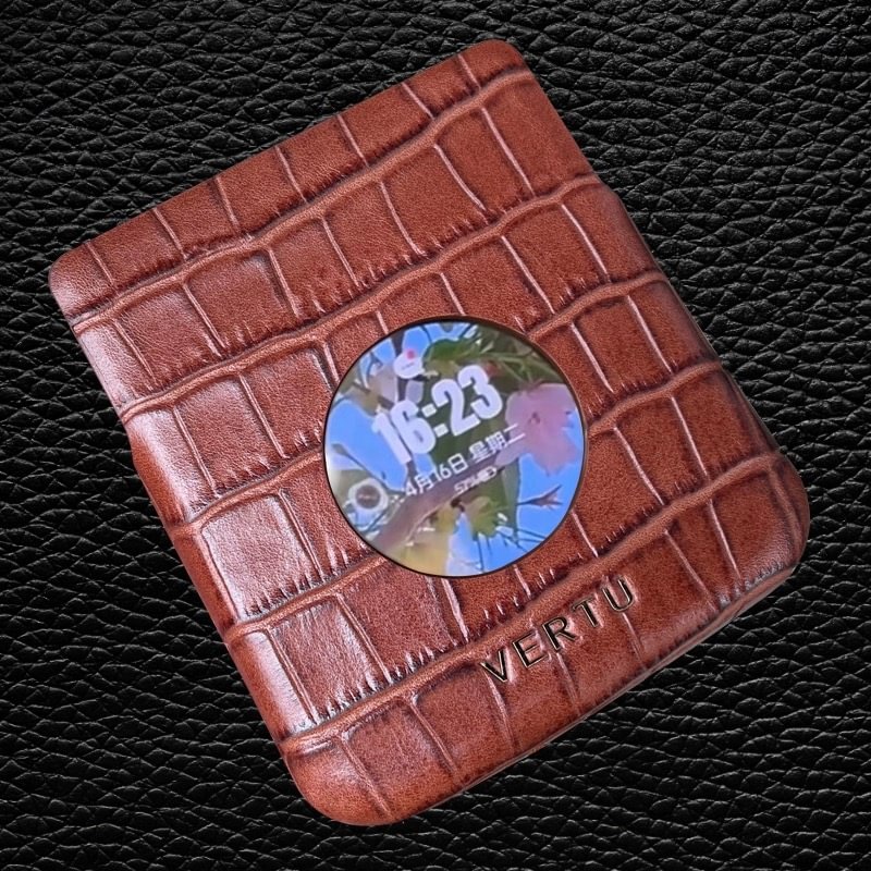 VERTU Ironflip Brown Alligator Leather Pocket Folded Phone Case
