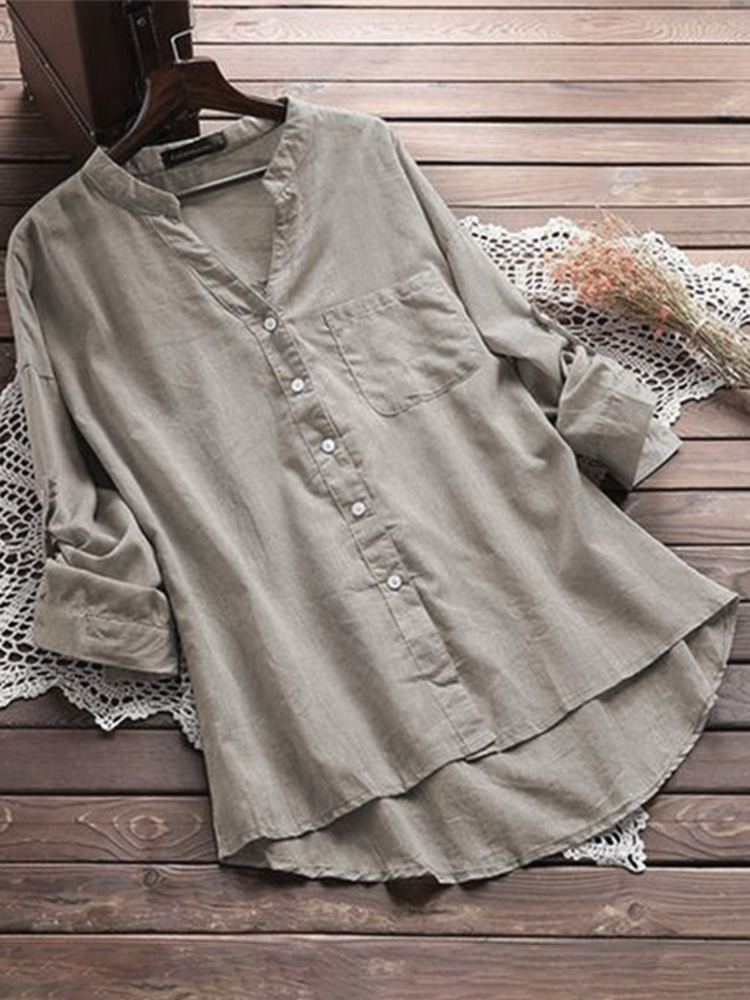 Vintage Button Stringy Selvedge V Neck Comfy Shirt