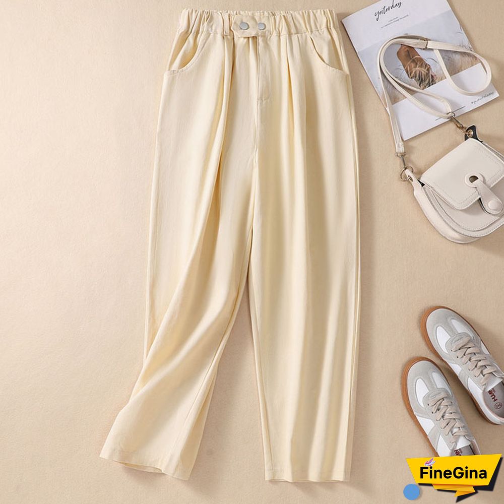 FineGina Simple Retro Loose Wide -leg Trousers