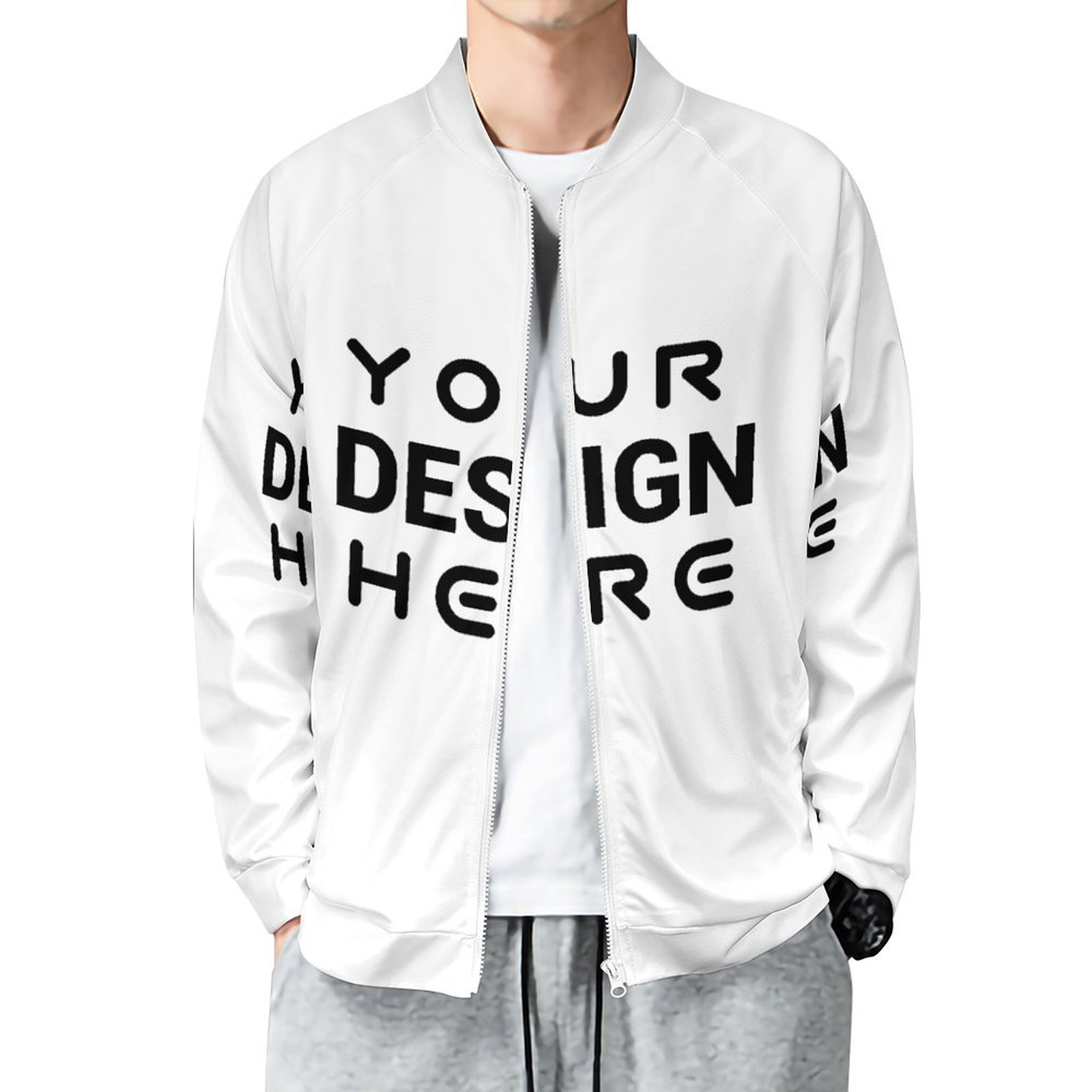 Personalized Custom Men's WY10 Crew Neck Zipper Shirt Full Print
