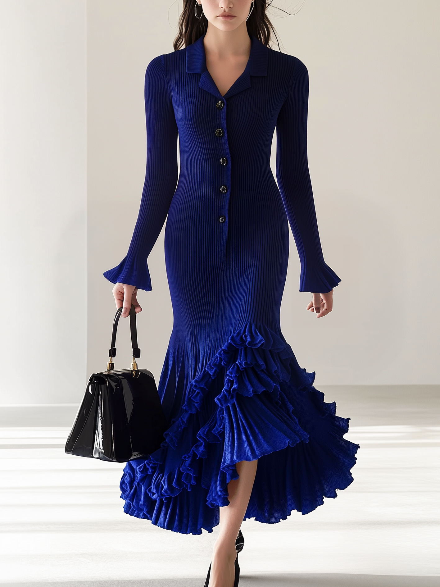 【24-HOUR SHIPPING】【Ruffle Elegance Collection】Elegant Royal Blue ...