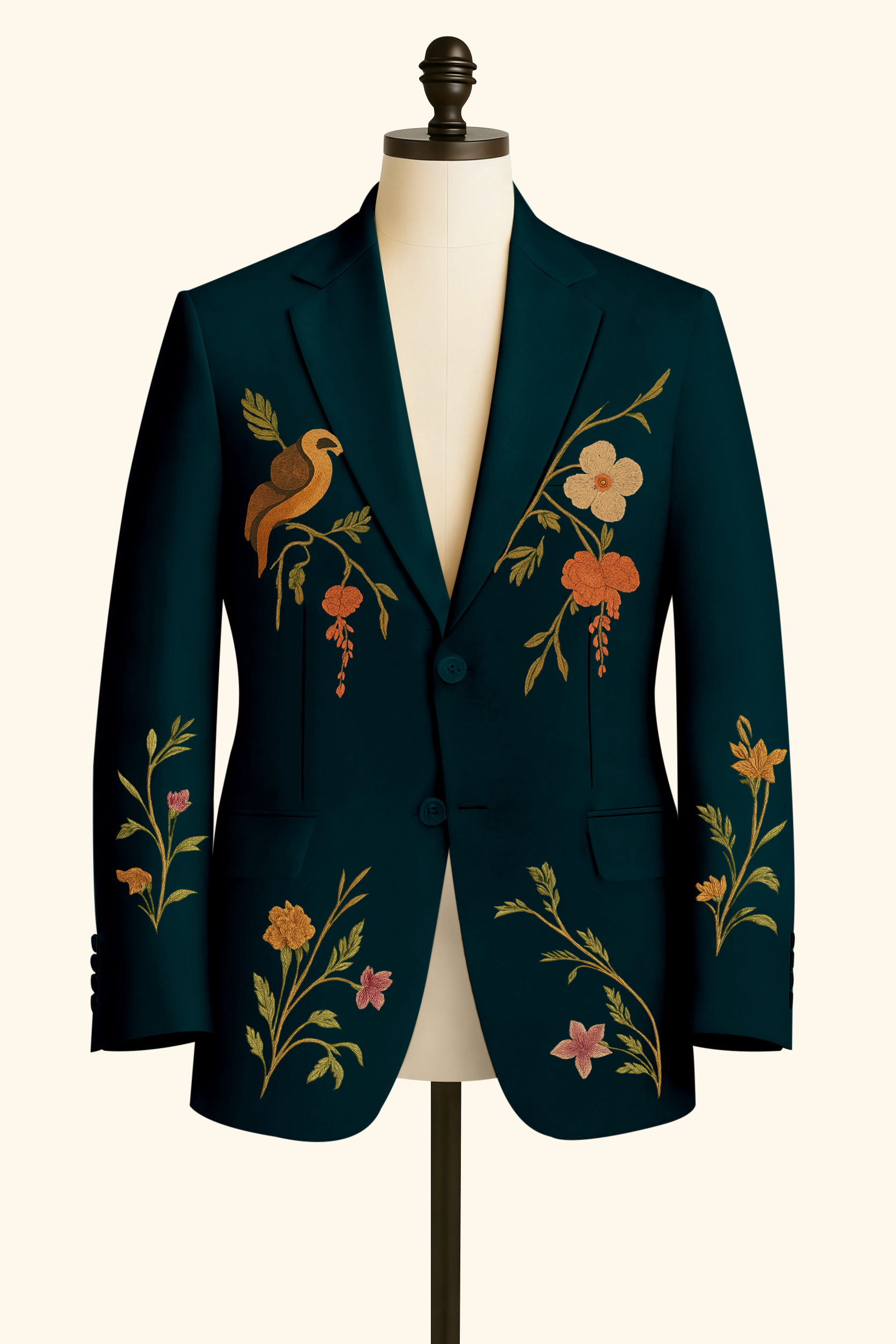 Men's Peacock Green Printed Suit: A Luxurious Peacock Suit