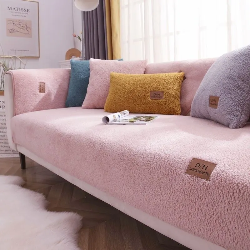 Nigikala Soild Color Sofa Covers Towel Soft Plush Couch Cover For ...