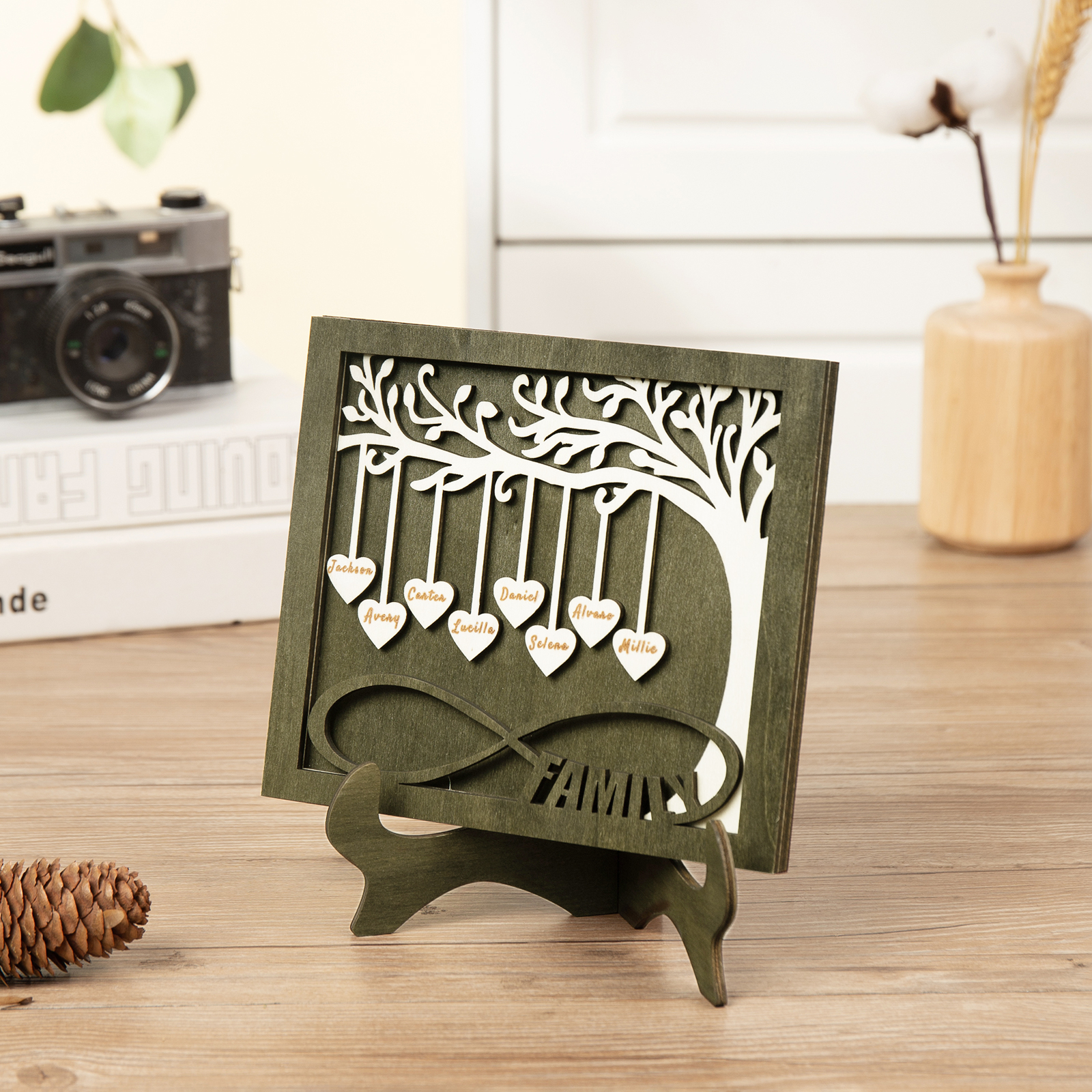 Family Tree Wood Frame Personalized Family Tree Sign Custom 8 Names ...