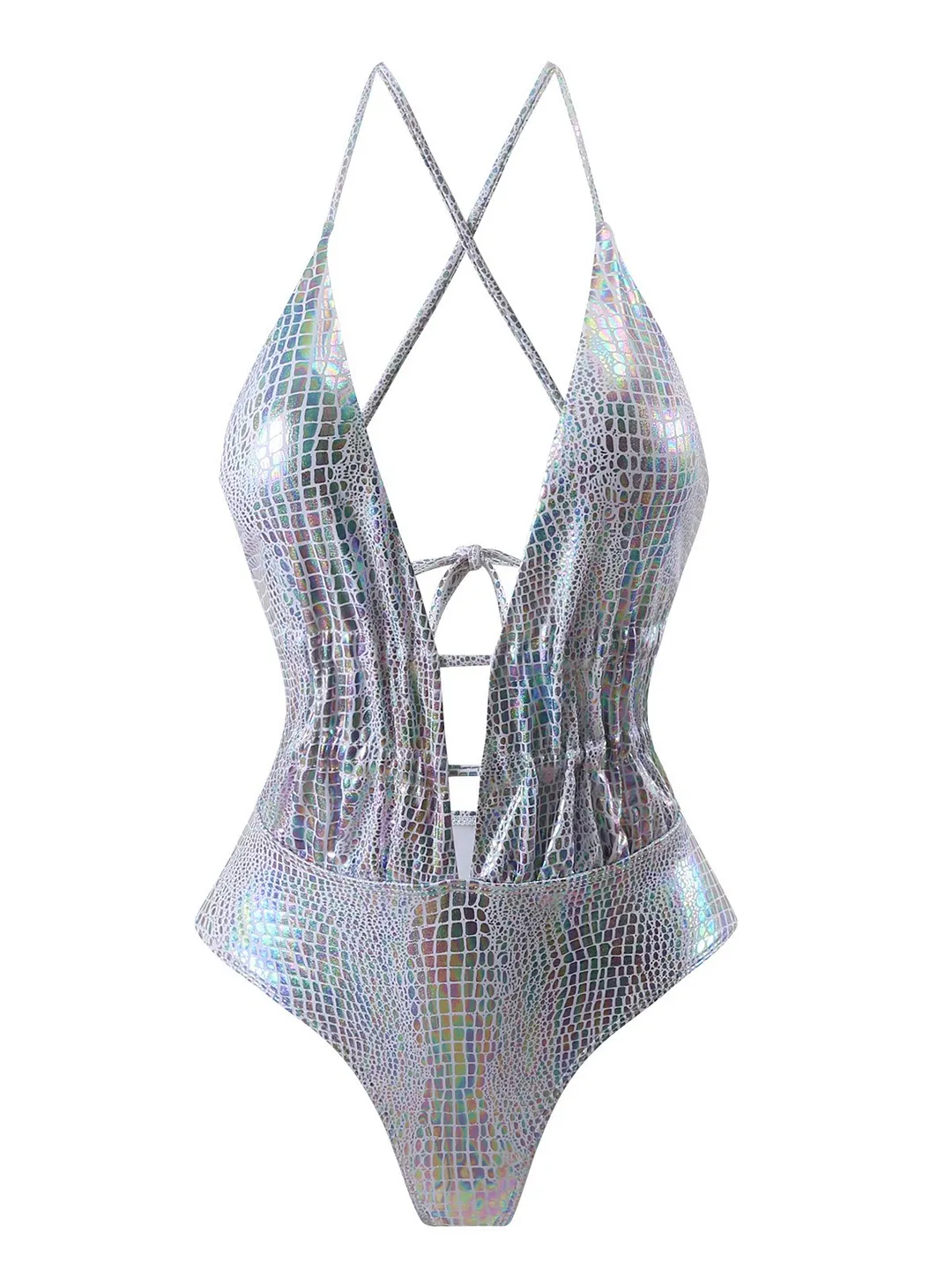 Churchf 2024 New Drawstring Leakage Back Laser Light Sexy Conjoined ...
