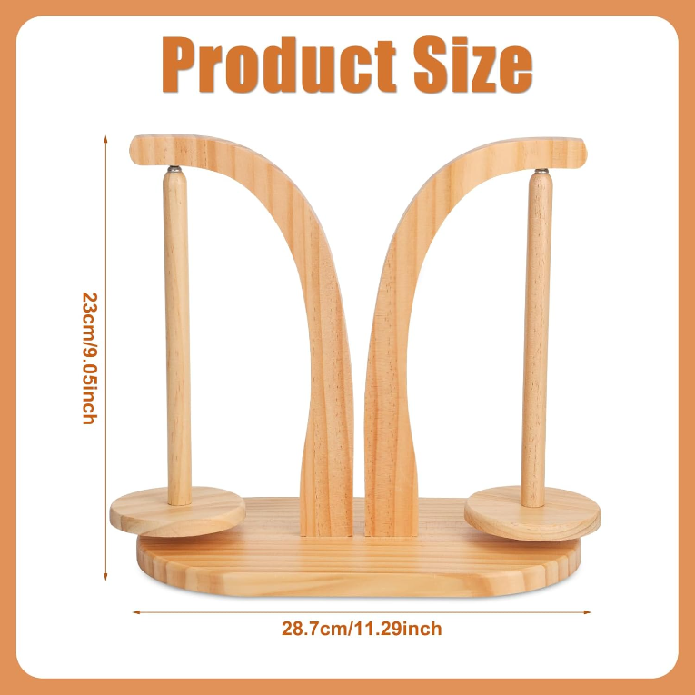 Double Yarn Spindle Rotating Wooden Sewing Yarn Holder